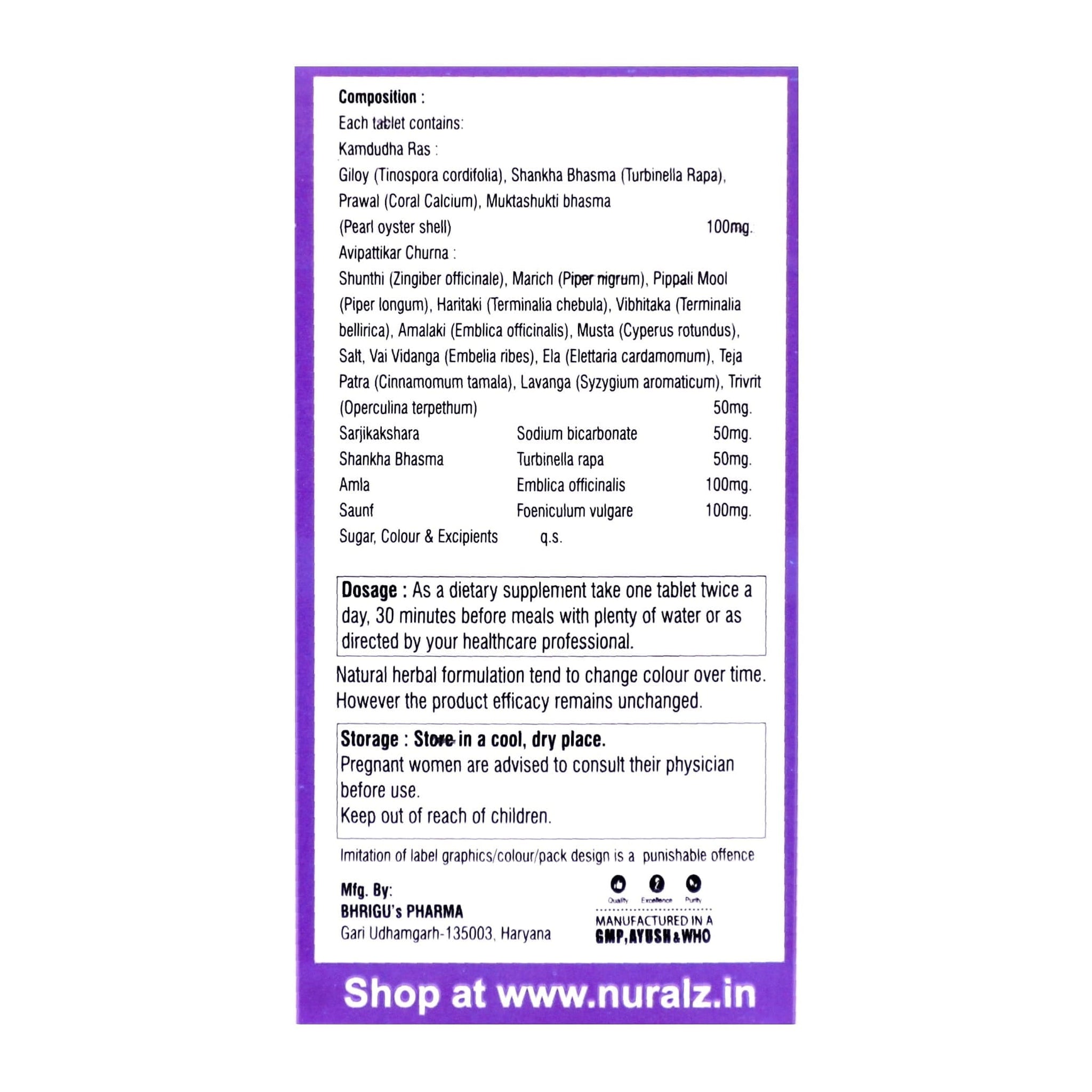 Nuralz Nur-O-Gas Tablets (60 Tablets) (30 Tablets X 2) – Uniherbs India