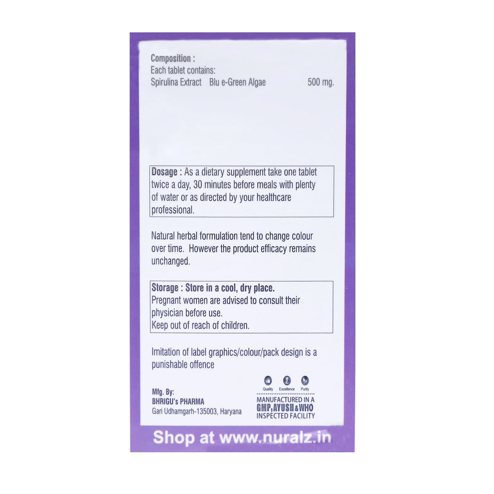 Nuralz Spirulina Tablets (60 Tablets) – Uniherbs India